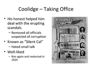 1920s Lecture 2 Harding And Coolidge