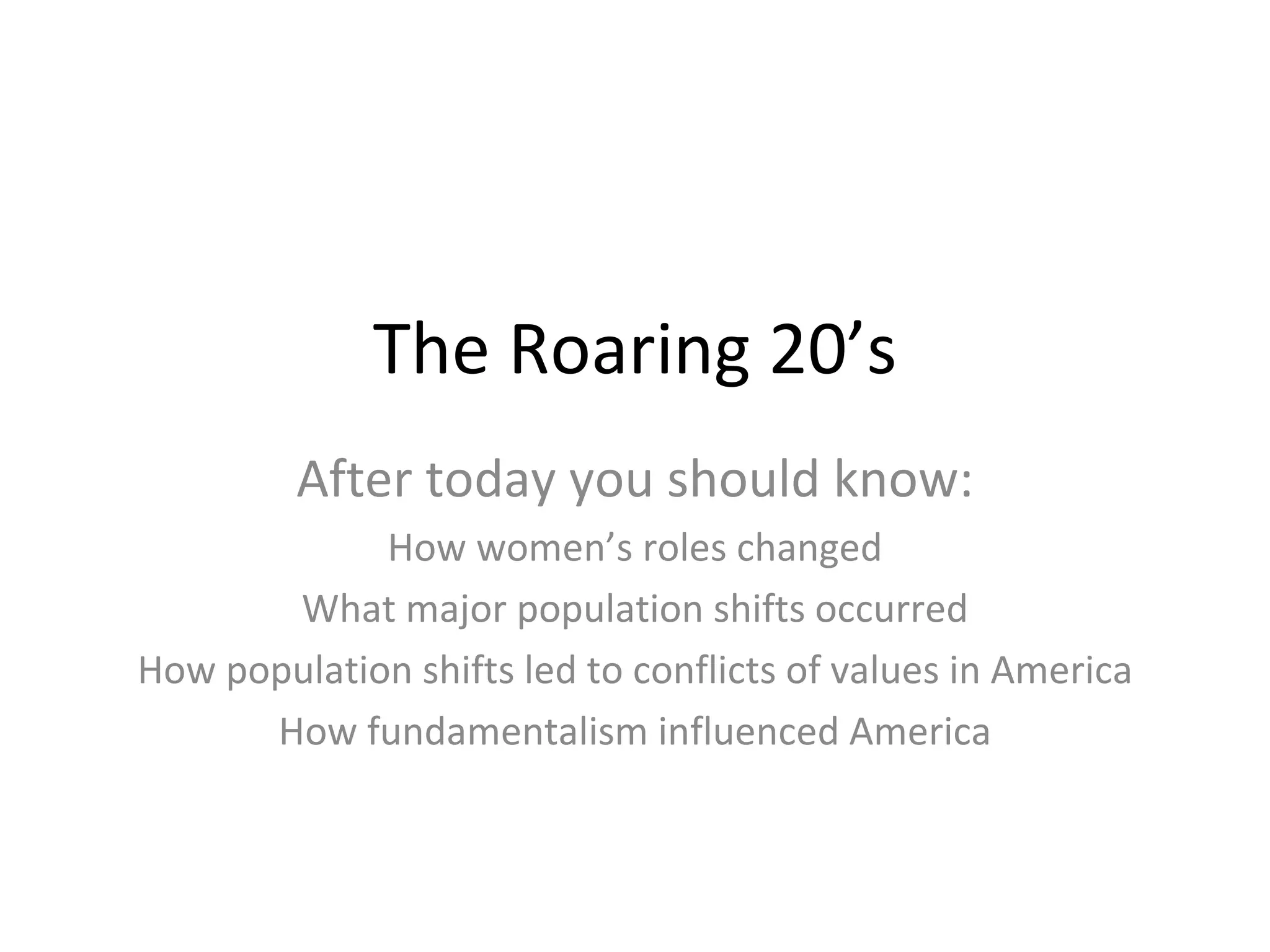 1920s Lecture 4 The Roaring 20s | PPT | Religion & Spirituality