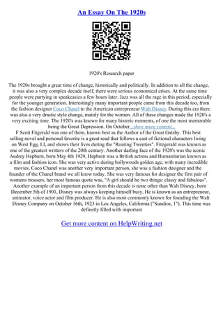 1920S Essay | PDF