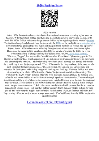 1920S Essay | PDF