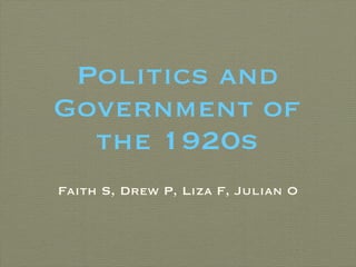 1920s Politics and History Overview | PPT