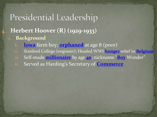 1920s presidential leadership notes | PPT