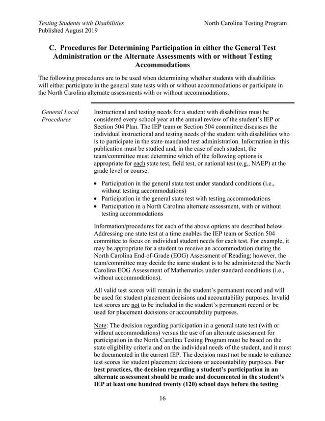 Testing Students with Disabilities - 2019-2020 | PDF
