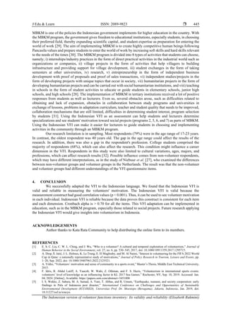 The Indonesian version of volunteer functions inventory: Its validity and reliability | PDF