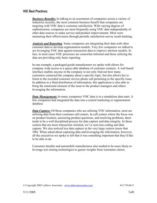 Voice of the Customer (VOC) Best Practices | PDF