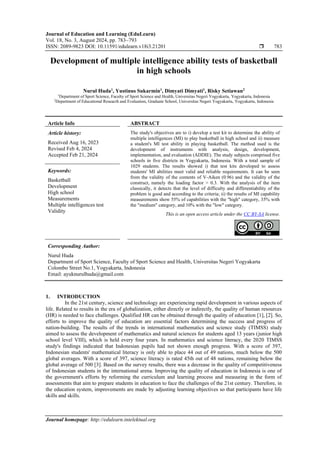 Development of multiple intelligence ability tests of basketball in ...