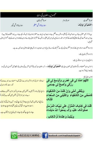 Aamal e Shab e Qadr-- 19, 21 aur 23 Shab | PDF