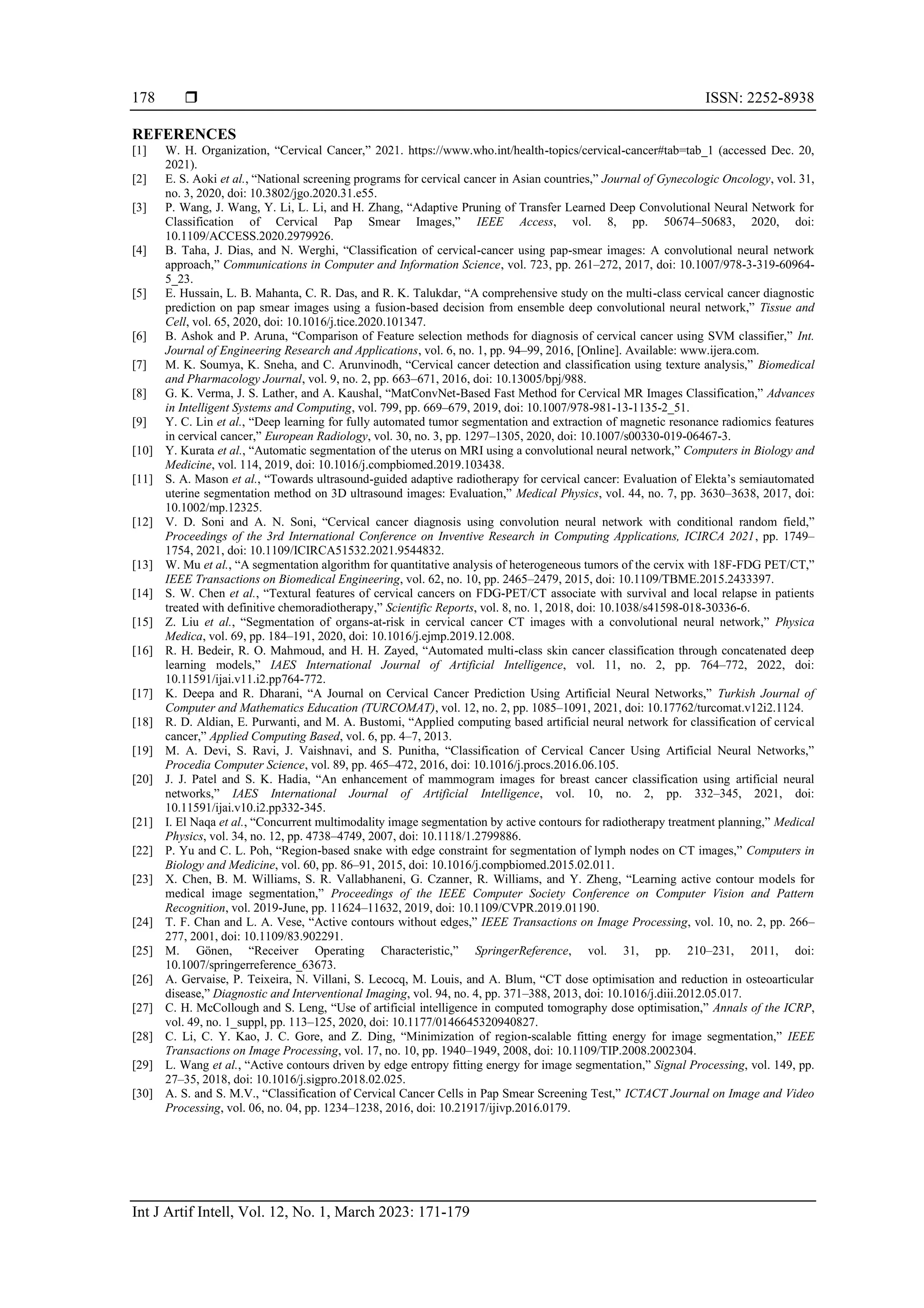 Artificial Neural Network For Cervical Abnormalities Detection On