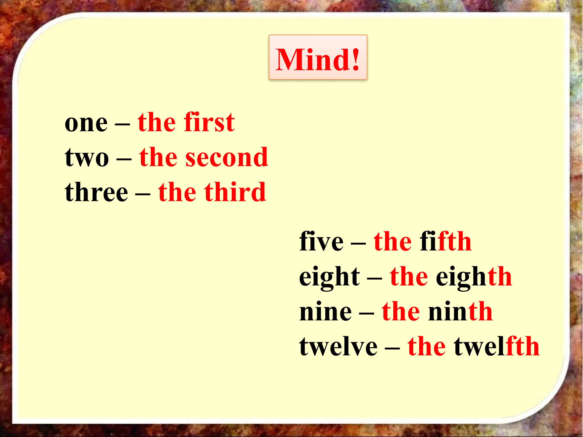Days of the week and ordinal numbers. 1-100 | PPTX