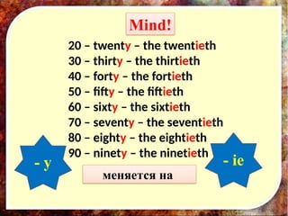 Days of the week and ordinal numbers. 1-100 | PPTX