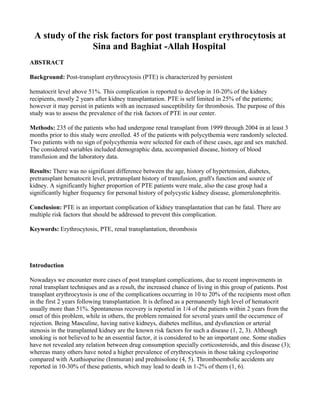 Post transplant erythrocytosis | PDF