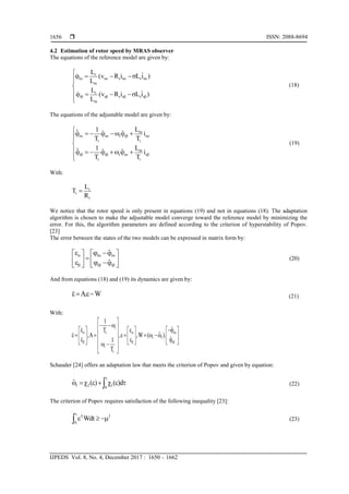 MRAS-based Sensorless Speed Integral Backstepping Control for Induction Machine, using a Flux ...
