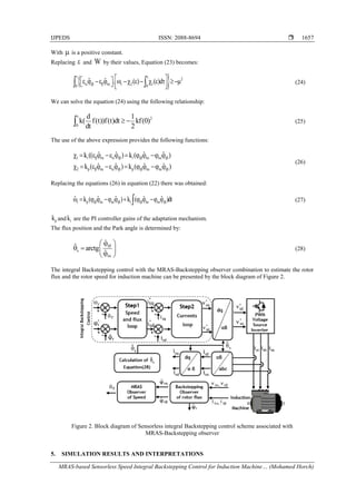 MRAS-based Sensorless Speed Integral Backstepping Control for Induction Machine, using a Flux ...