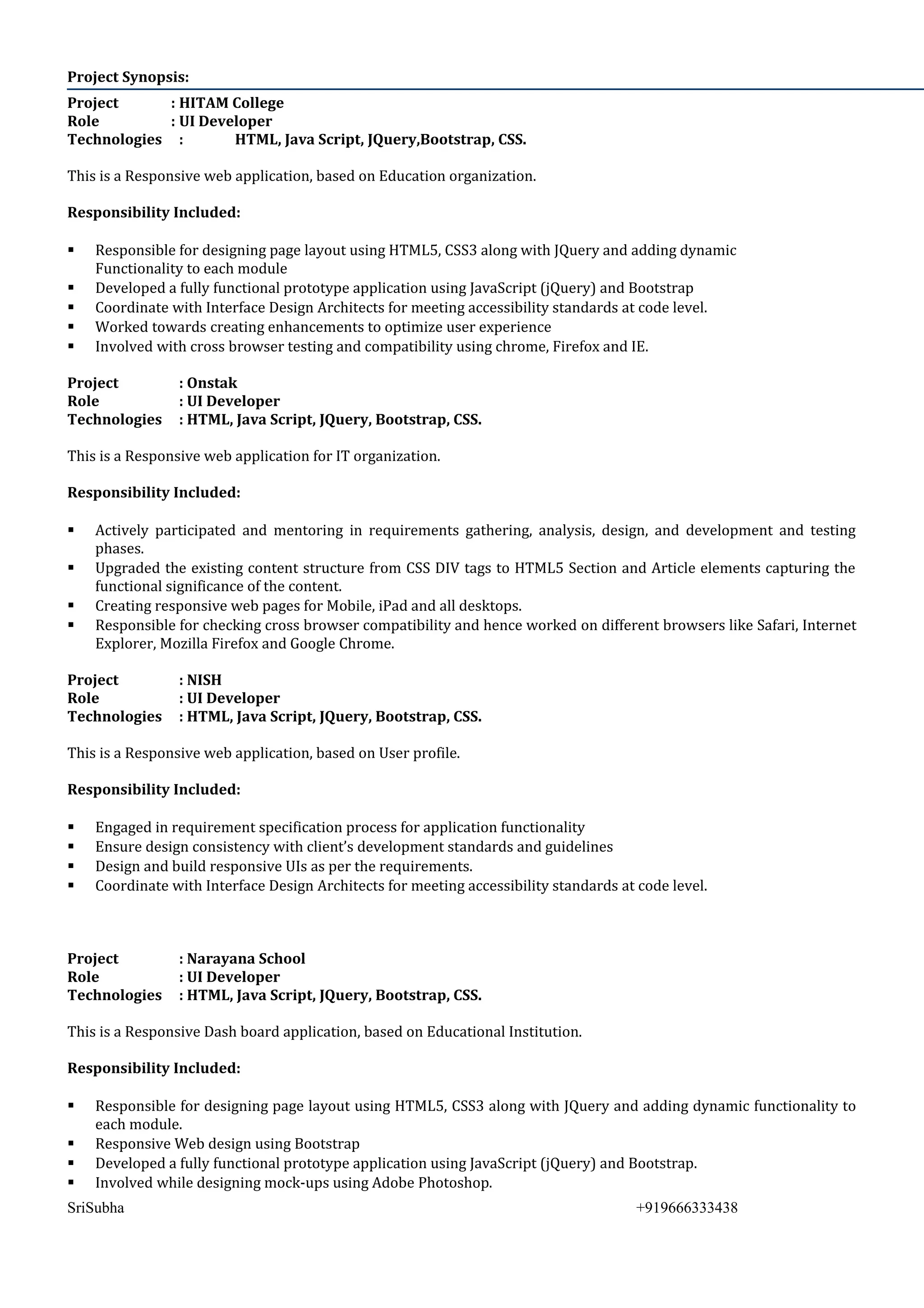 Resume-UI developer | DOC