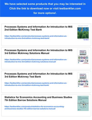 Processes Systems and Information An Introduction to MIS 2nd Edition McKinney Solutions Manual | PDF