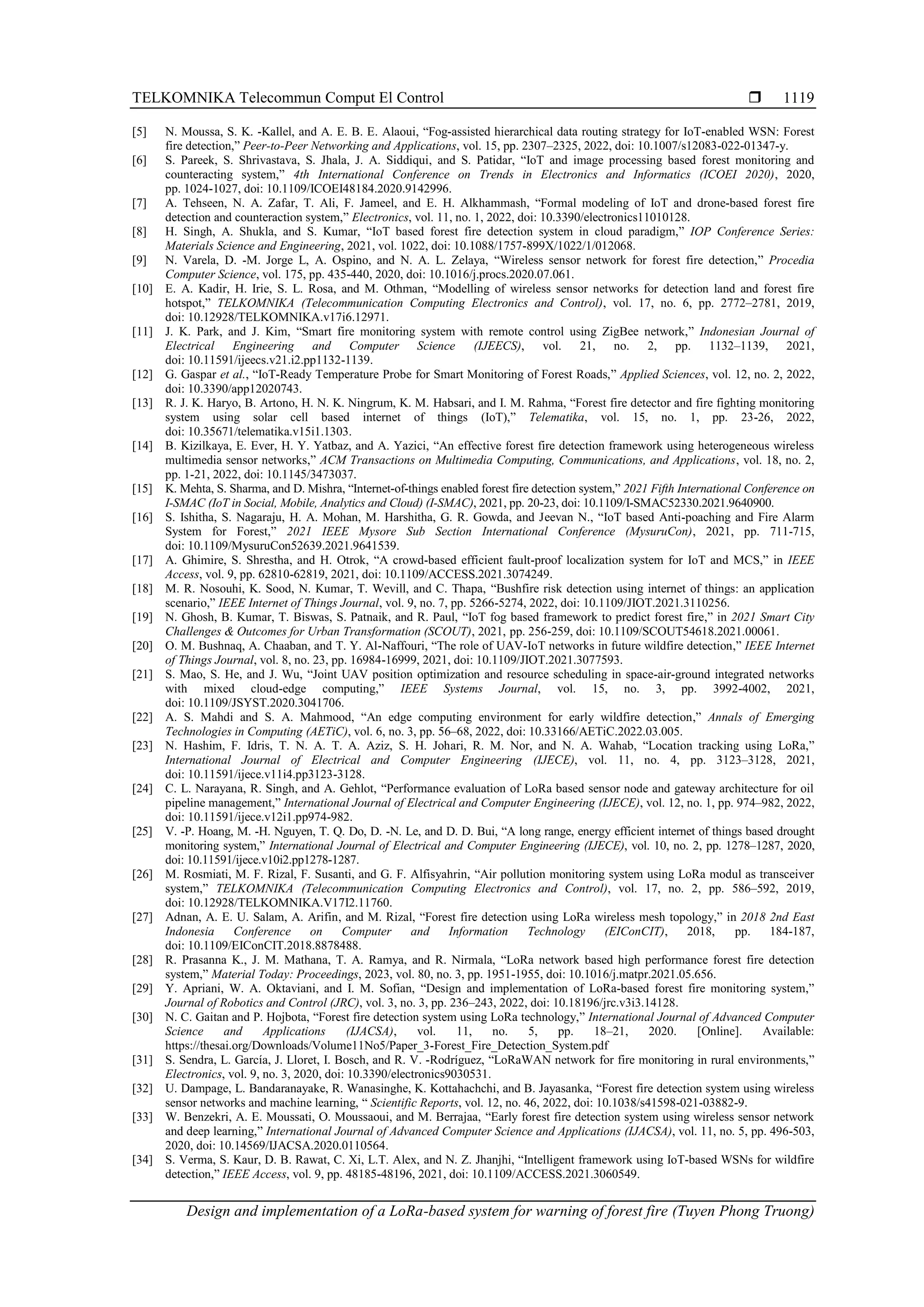 Design and implementation of a LoRa-based system for warning of forest fire | PDF