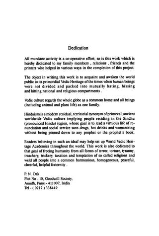 World Vedic Heritage History Of Histories P N Oak | PDF