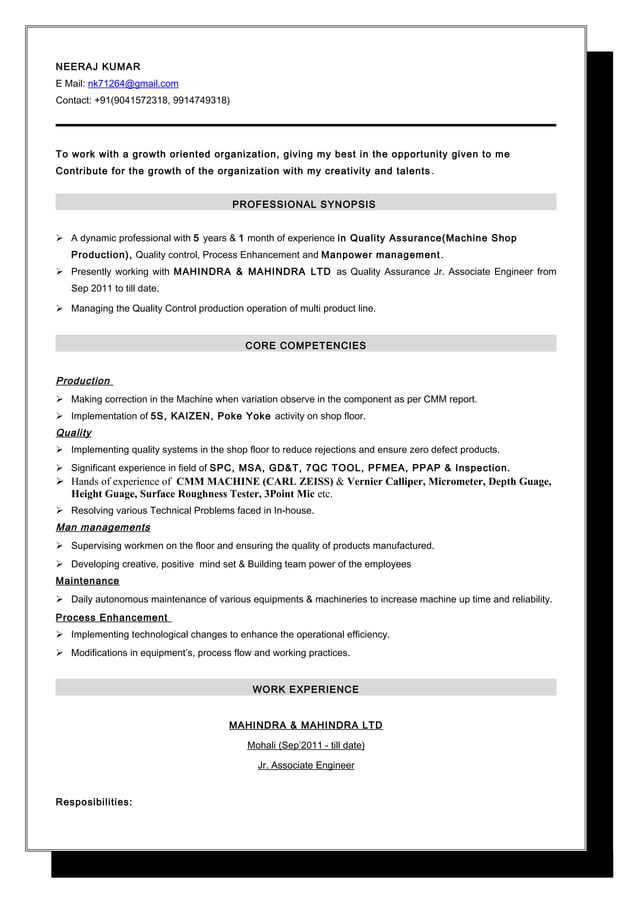 neeraj cv | PDF