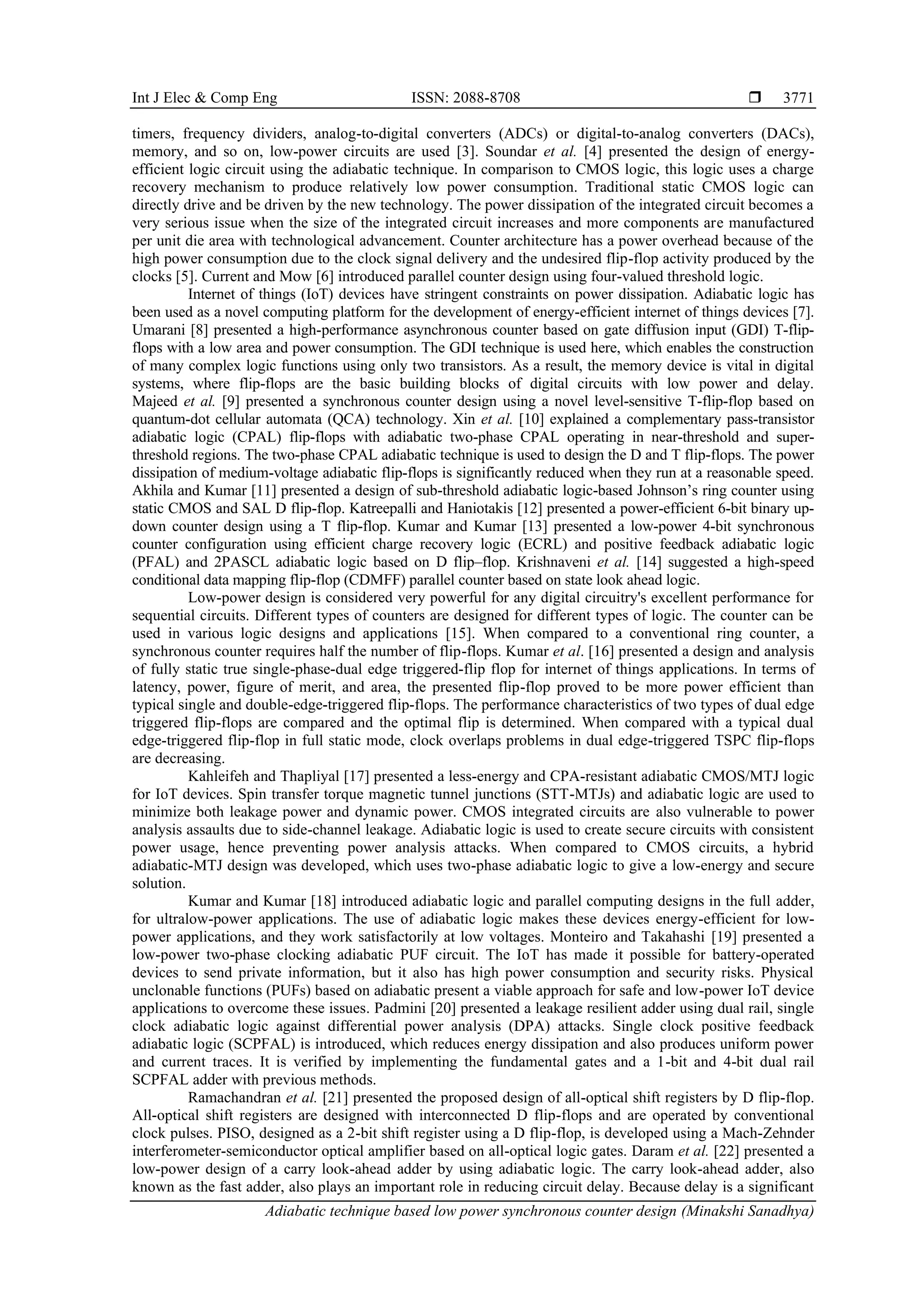 Adiabatic technique based low power synchronous counter design | PDF
