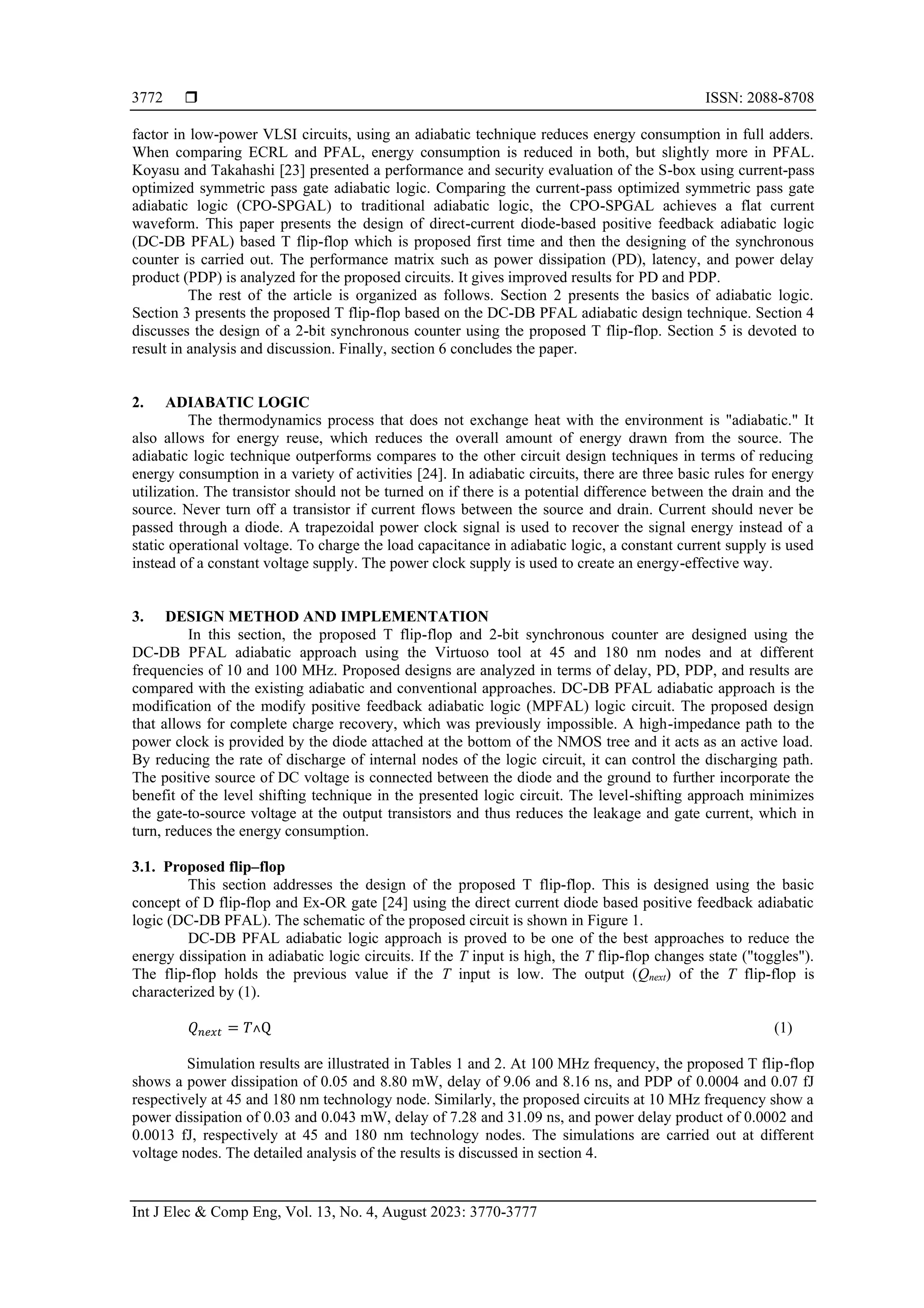 Adiabatic technique based low power synchronous counter design | PDF