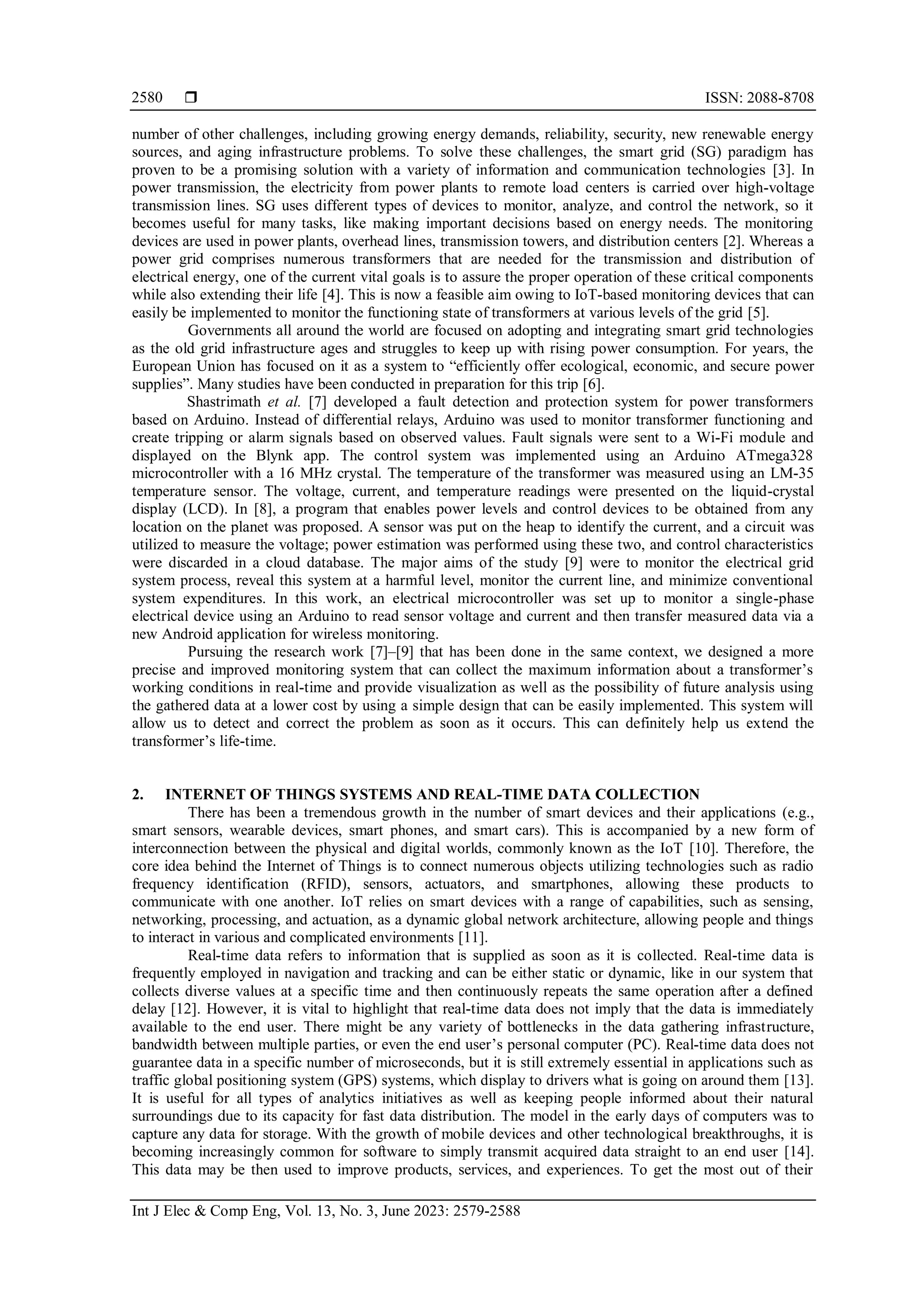 Low-cost real-time internet of things-based monitoring system for power grid transformers | PDF