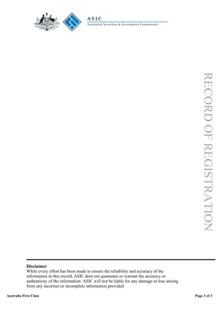 Record of Registration for Business Name - Australia First Class.PDF