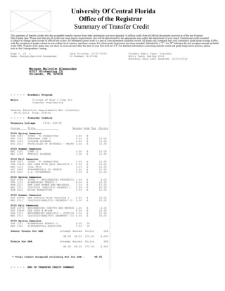 UCF Transcript - Transfered Credits | PDF