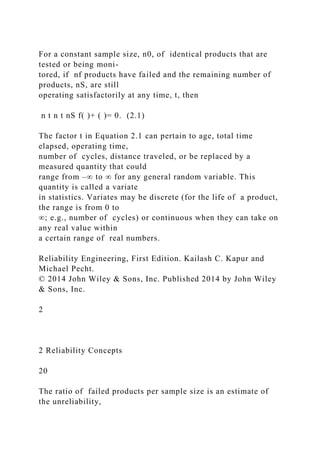 192Reliability ConceptsIn Chapter 1, the reliability.docx | Physics ...