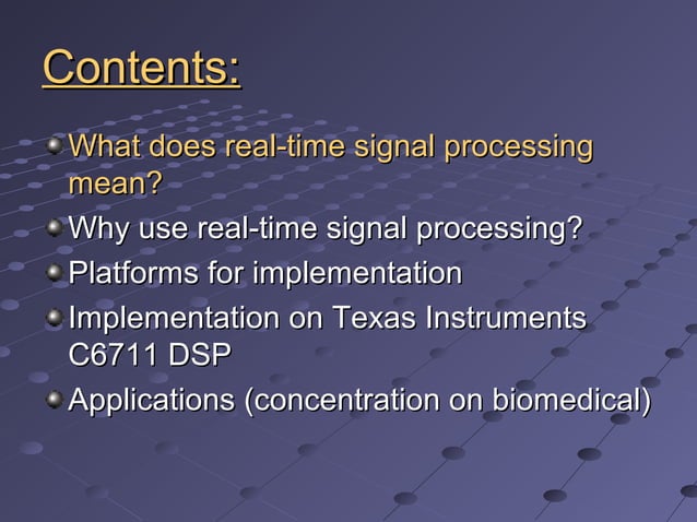 Real-Time Signal Processing: Implementation and Application | PPT ...