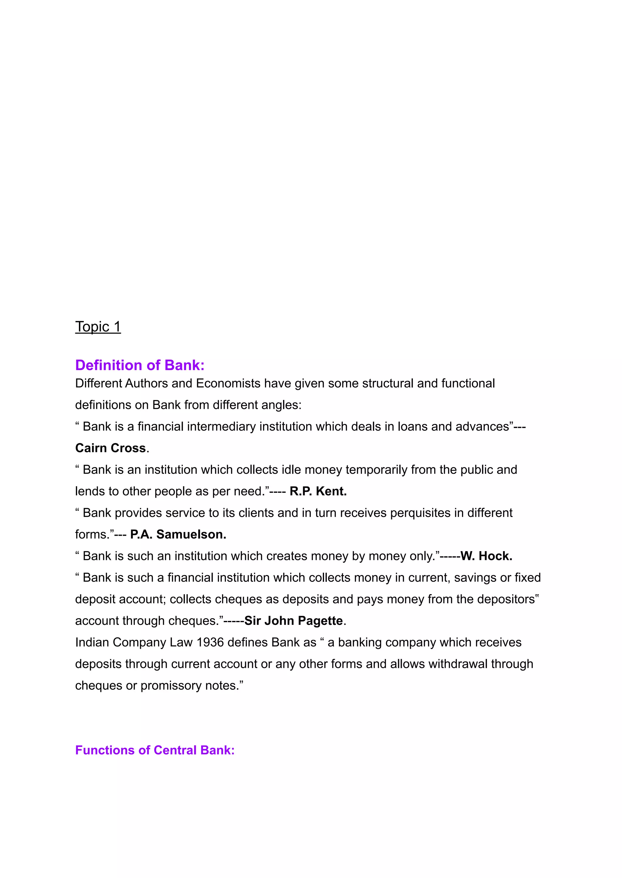 Functions of banks | PDF