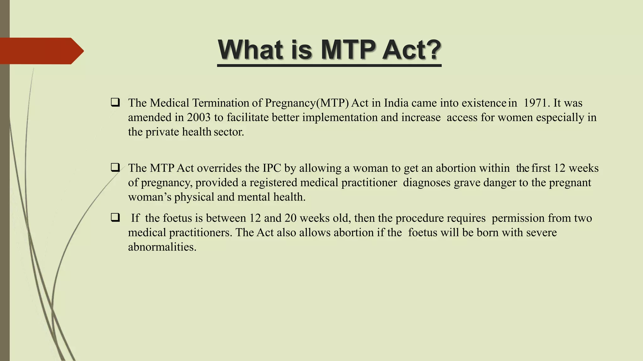Medical Termination of Pregnancy (MTP) Act,1971 | PPTX | Pregnancy | Reproductive Health