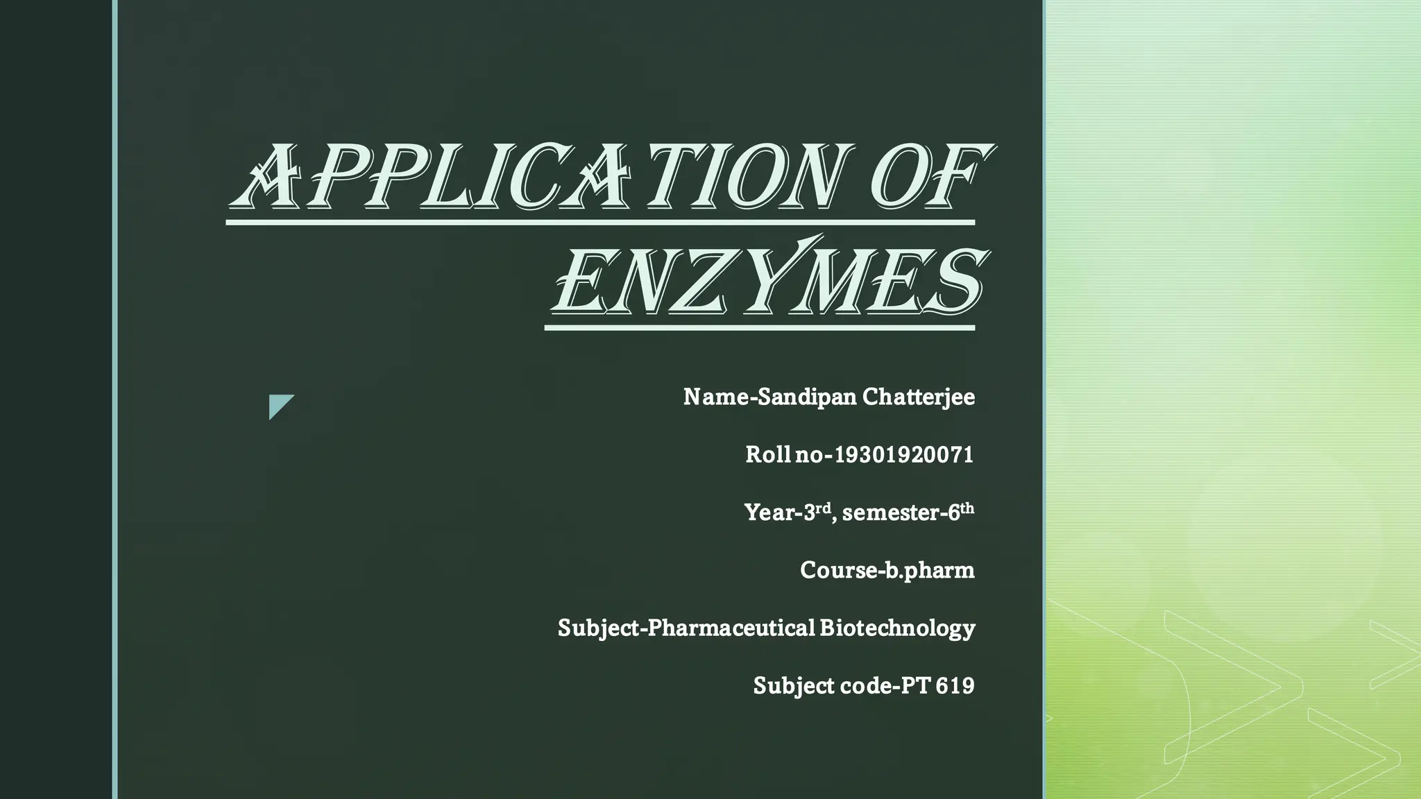 Application on enzymes presentation.|what is application of engyme | PPT