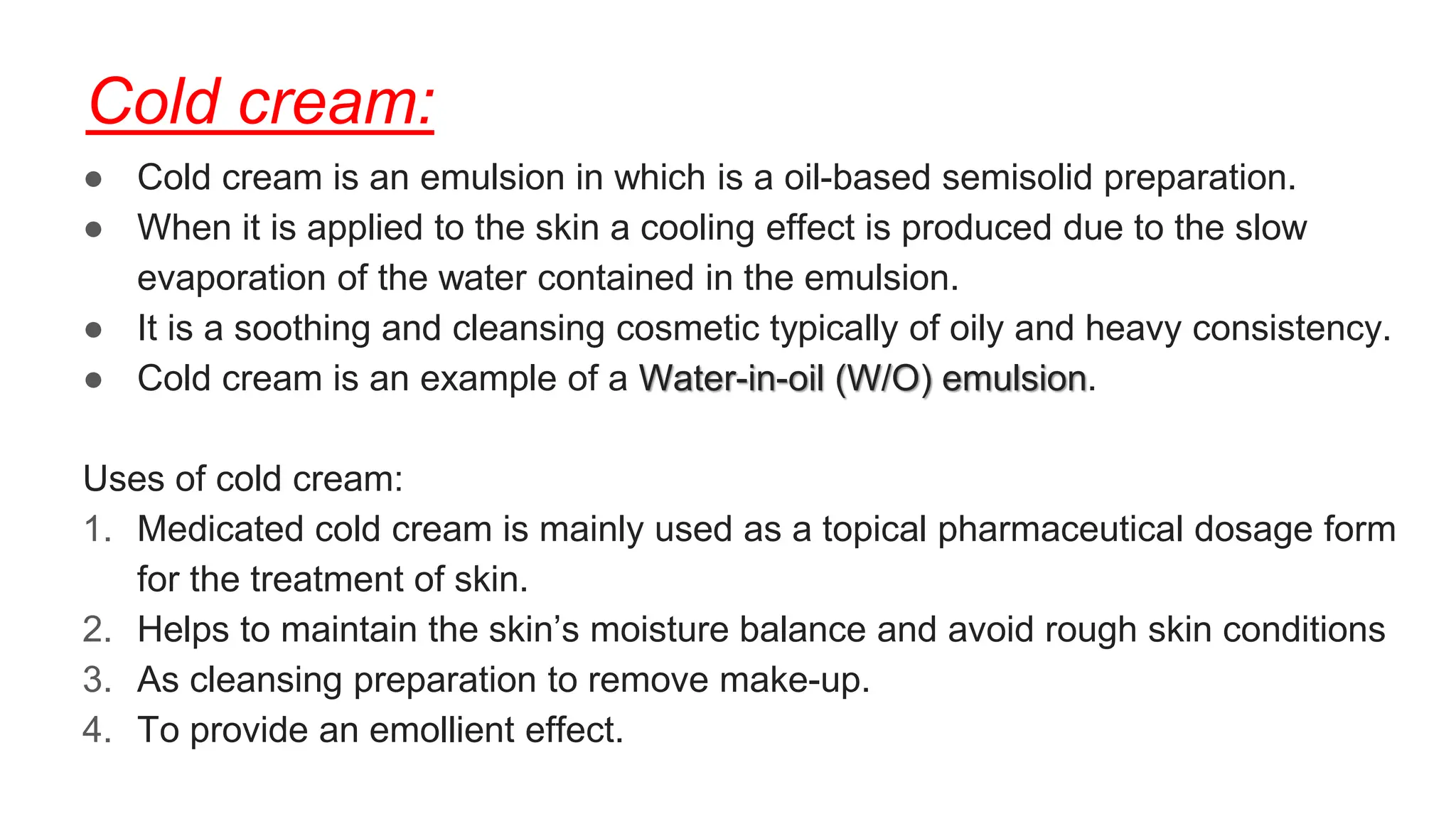Formulation and preparation of cold cream and vanishing cream | PDF