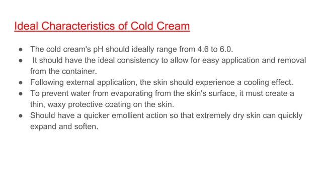 Formulation and preparation of cold cream and vanishing cream | PDF