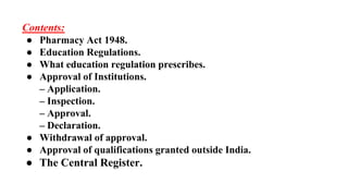 Pharmacy education regulation in India methodology | PDF