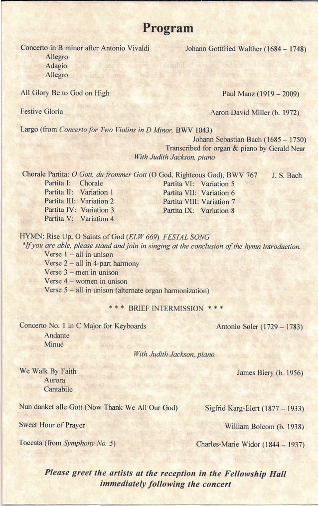 7-12-15 Organ Concert Program | PDF