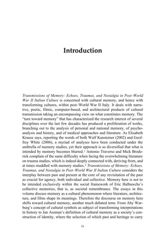 Transmissions Of Memory Echoes Traumas And Nostalgia In Postworld War ...