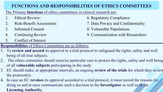 Significance and formalities of ethics committees for Clinical Research ...