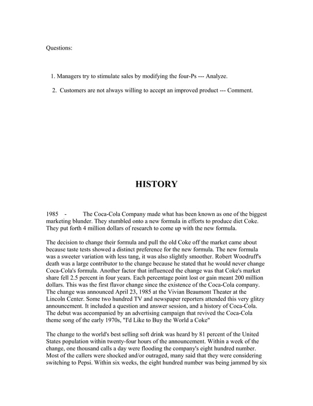 193321937 coke-case-study | DOC | Recalls | Consumer Issues