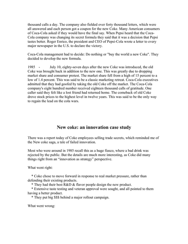 193321937 coke-case-study | DOC | Recalls | Consumer Issues