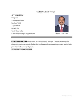 Venkatesan.G-CV | PDF