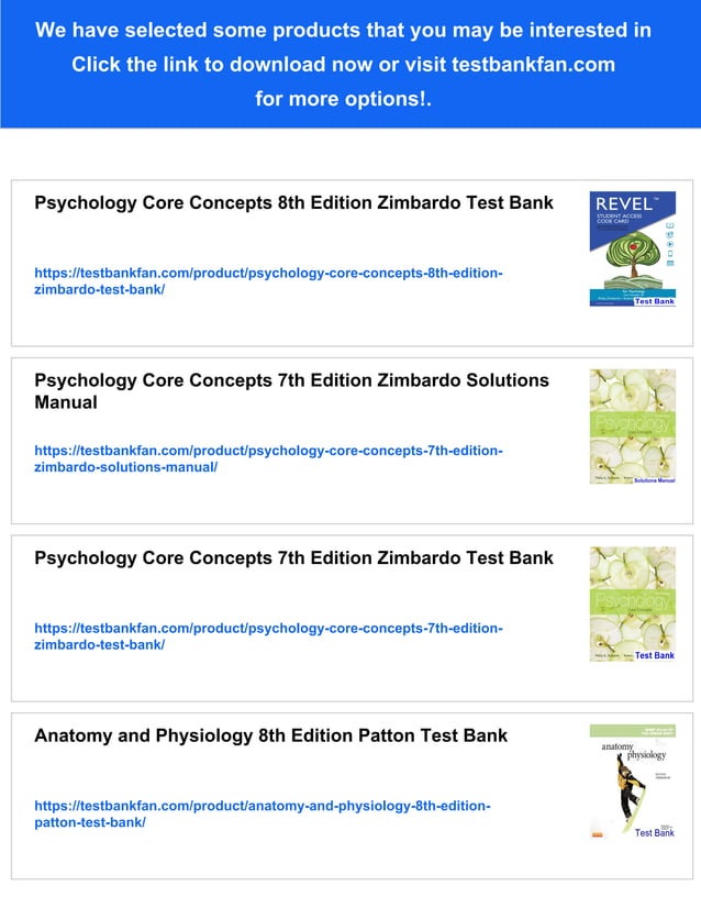 Psychology Core Concepts 8th Edition Zimbardo Solutions Manual | PDF