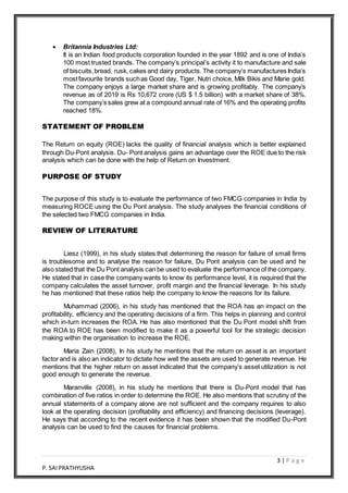 Financial analysis using DU- PONT ANALYSIS BY P. SAI PRATHYUSHA | DOCX