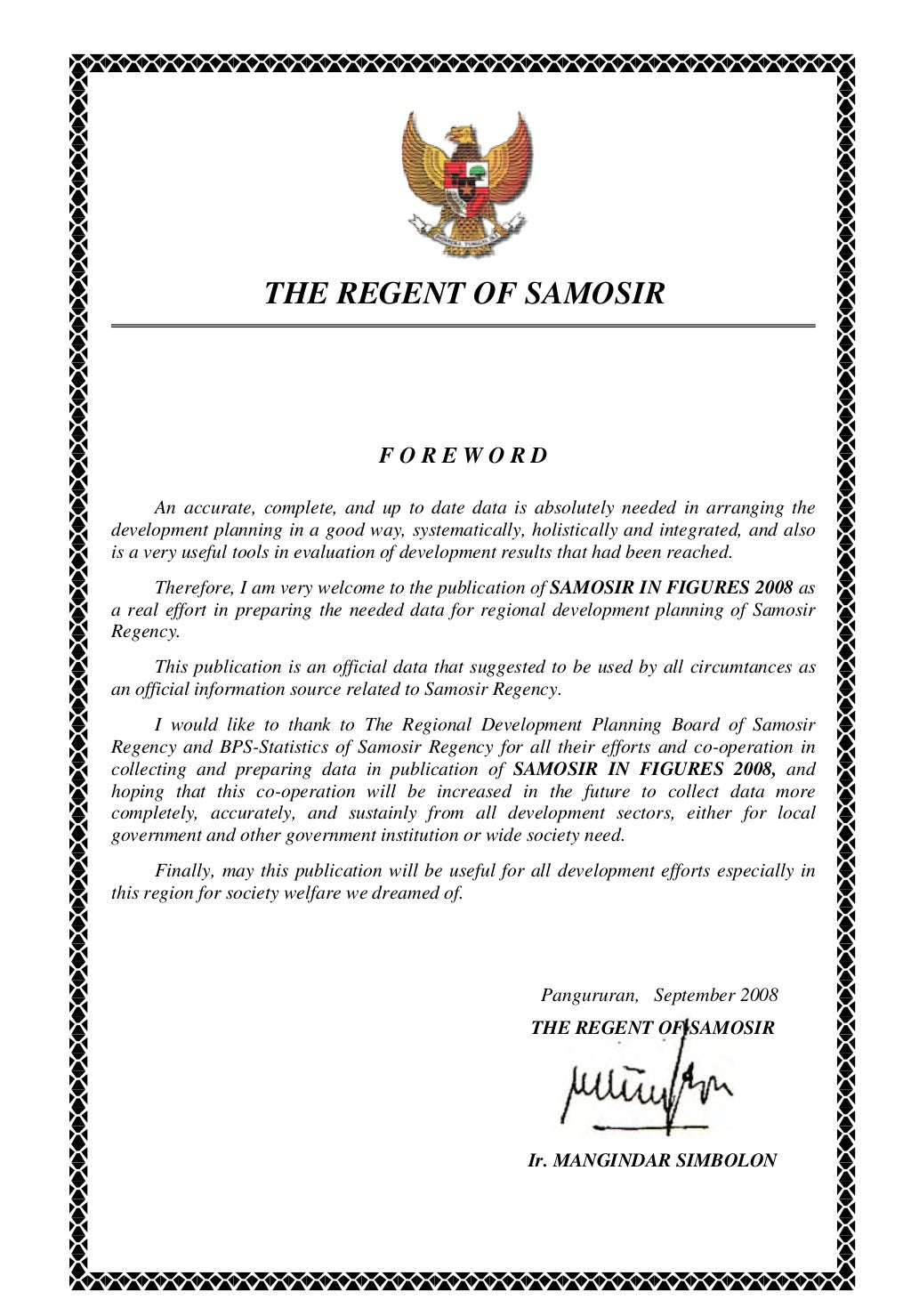 Kabupaten Samosir dalam Angka tahun 2008 | PDF