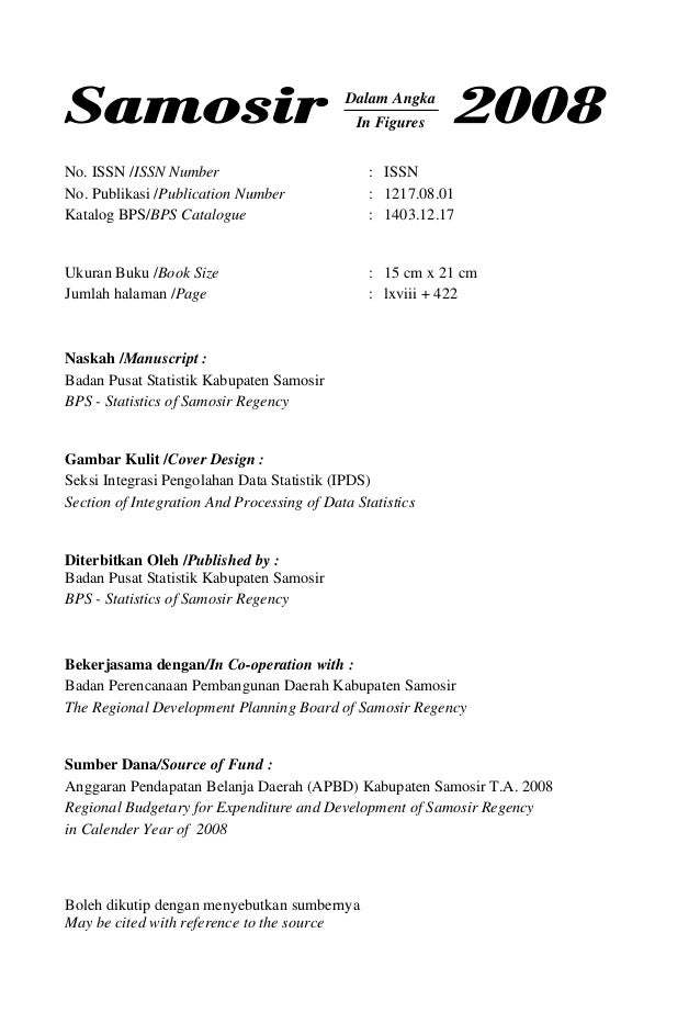 Kabupaten Samosir dalam Angka tahun 2008 | PDF