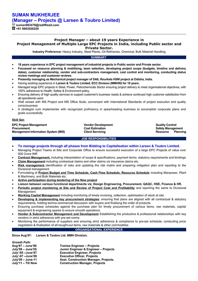 CV_SUMAN MUKHERJEE- JULY-16 | PDF