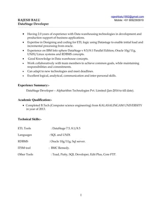 Datastage-2 years | DOC