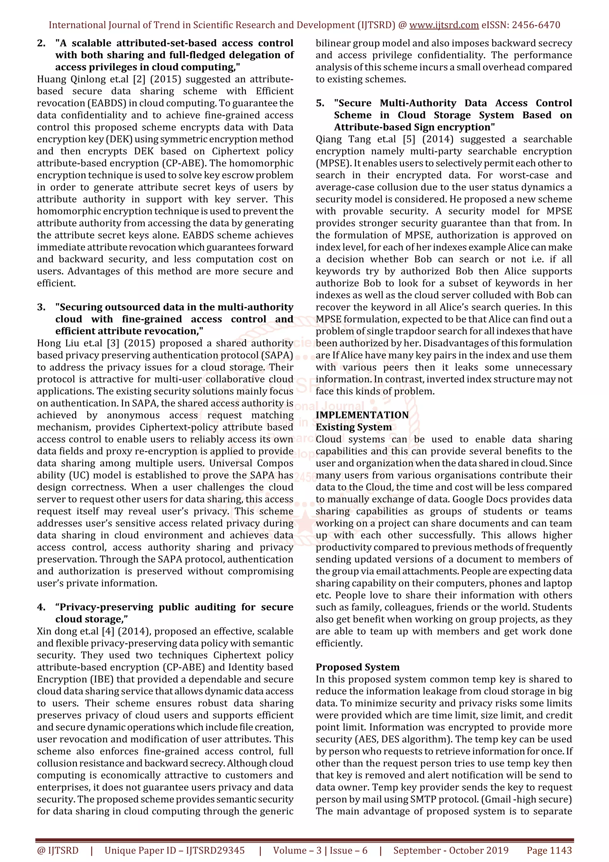 A Data Sharing Protocol to Minimize Security and Privacy Risks in Cloud Storage | PDF
