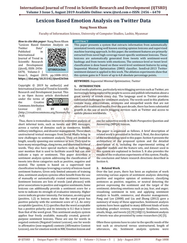 Lexicon Based Emotion Analysis on Twitter Data | PDF