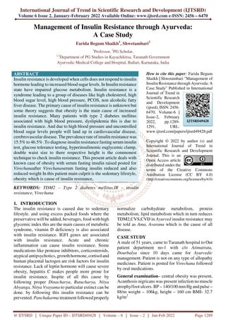 Management of Insulin Resistance through Ayurveda A Case Study | PDF ...
